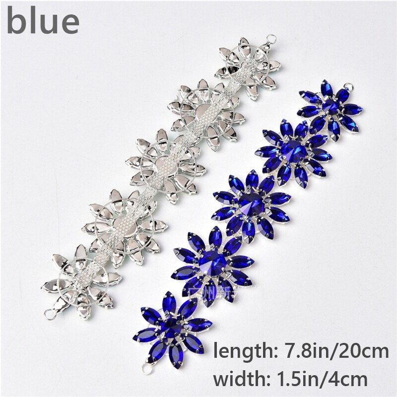 1X Flower Diamante Rhinestone Crystal Trimming Chain Patch Sewing DIY ...