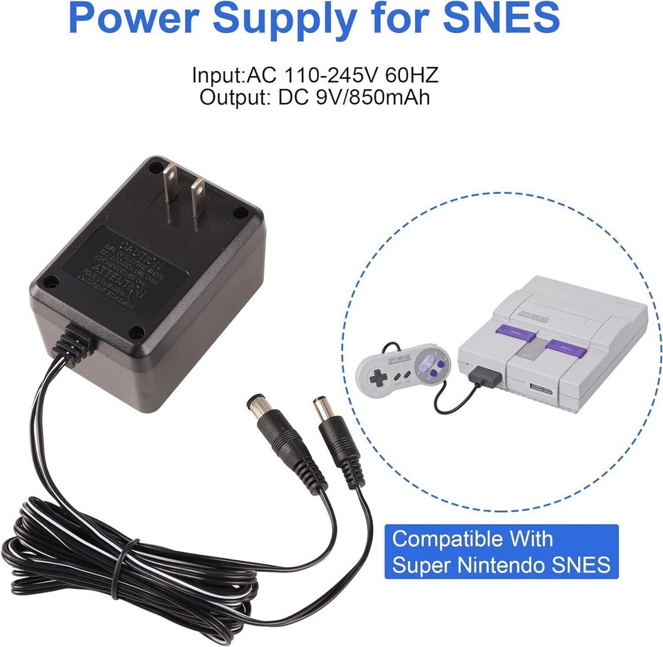 AC Adapter Power Supply Audio Video RCA AV Cable For Super Nintendo ...