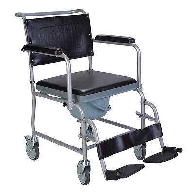 Mobile wheeled glideabout toilet commode chair wheelchair with ...