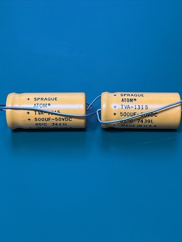 SPRAGUE ATOM TVA-1315 Aluminum Electrolytic Capacitor, 500Uf, 50V, (LOT ...