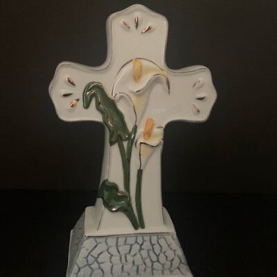 Porcelain Cross with beautiful Calla Lilly’s.A symbol of Christ ...
