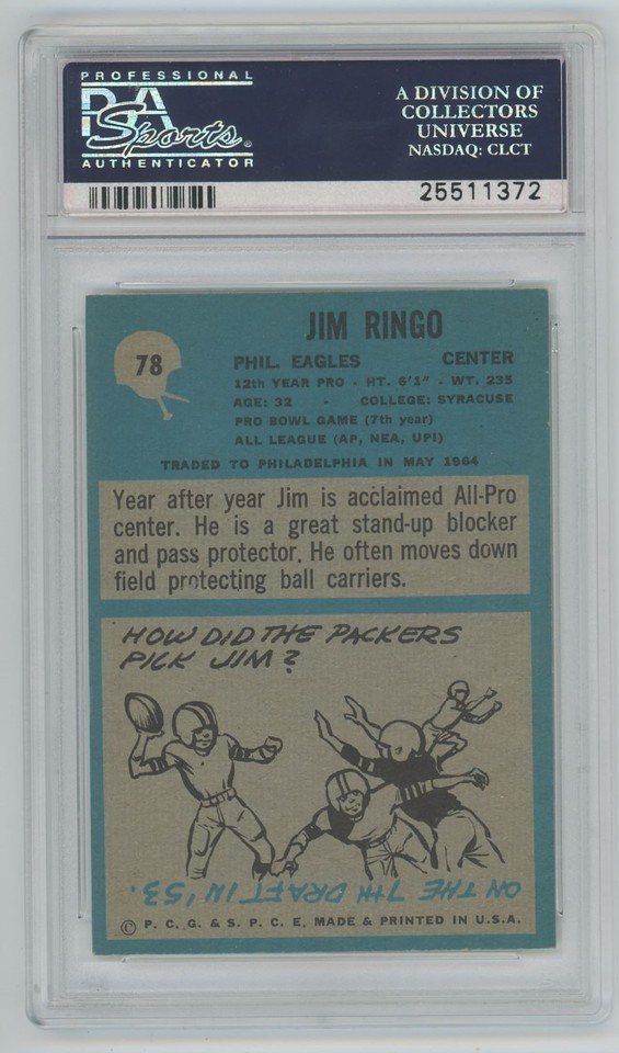 1964 PHILADELPHIA #78 JIM RINGO PACKERS PSA 8 NM-MT | eBay