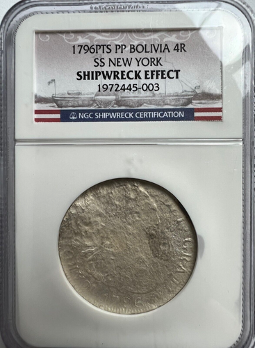SS NEW YORK 1796 PTS PP BOLIVIA 4 REALE SHIPWRECK EFFECT SUNKEN ...