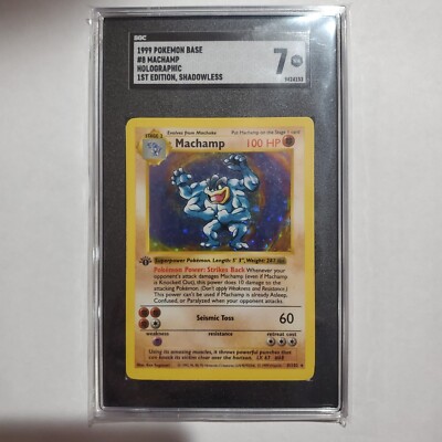 1999 Pokemon Machamp 8/102 1st Edition Shadowless Base Set Holo SGC 7 ...