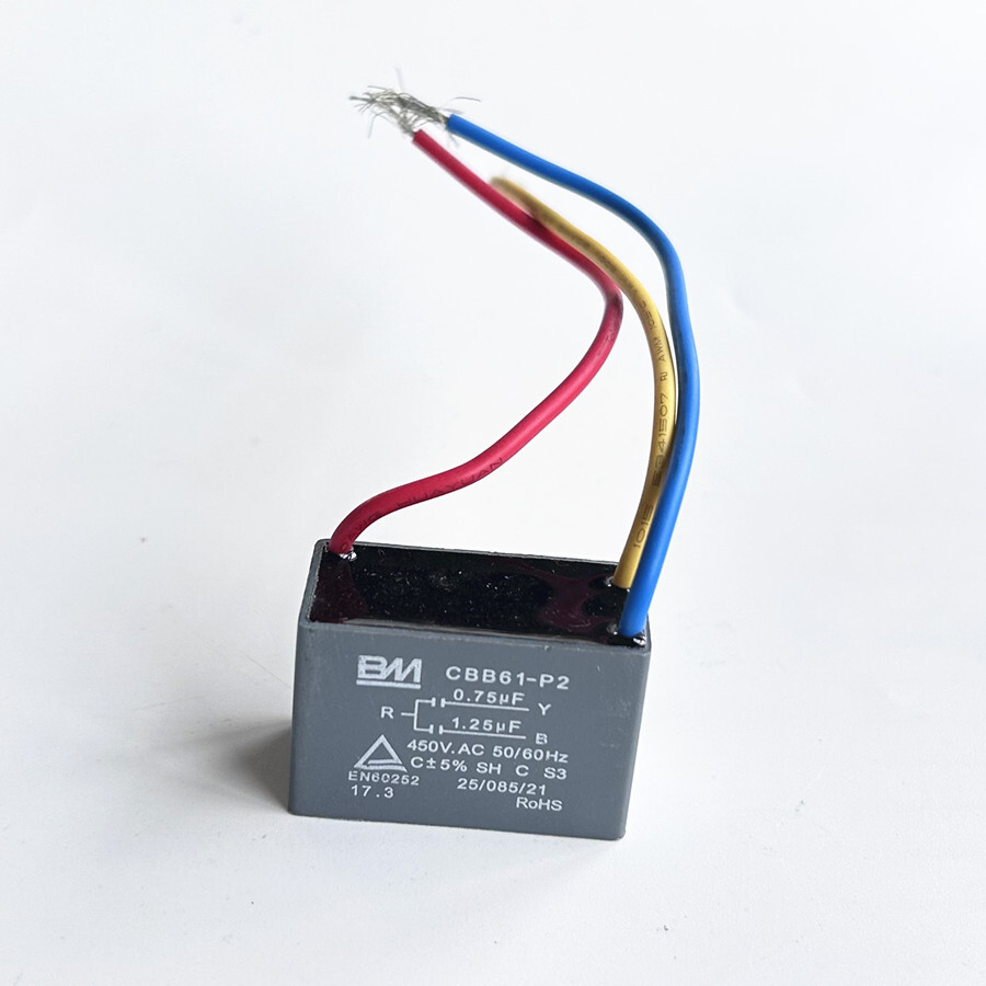 CBB61 motor fan start capacitor 3 wire, 0.75uf+1.25uf，450V ± 5% 85 ...