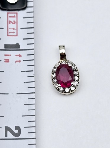 VTG Stauer Sterling Silver 925 Red Gemstone Pave Halo Petite Drop ...
