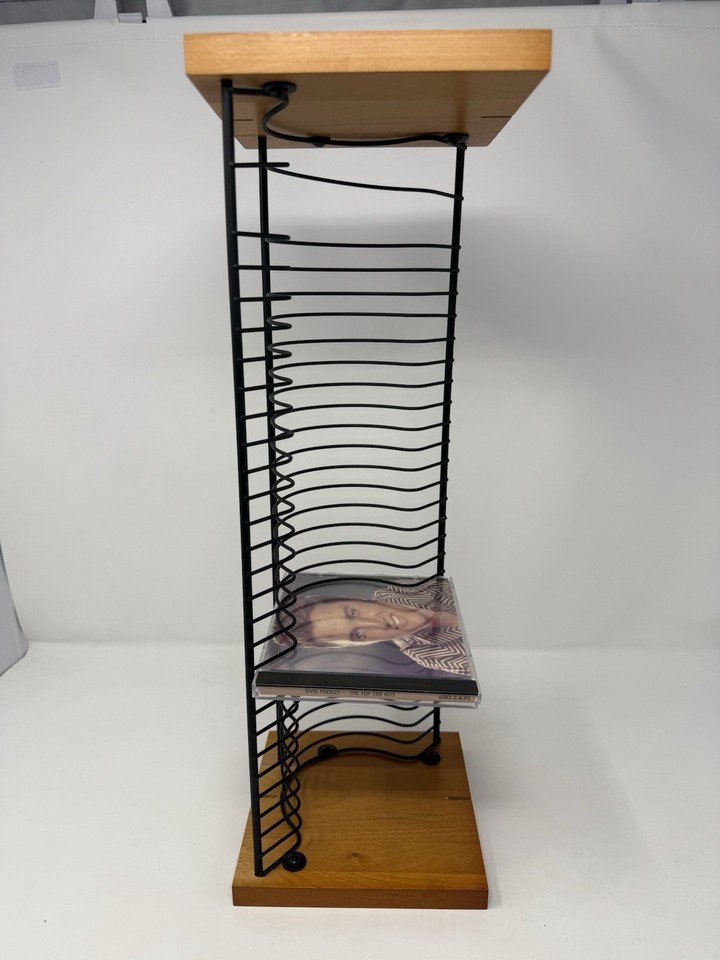 Vintage Wood and Wire CD Tower Rack Stand Holds 30 CDs | eBay