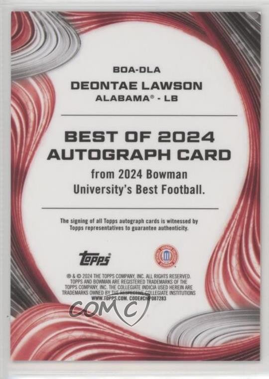 2024 Bowman U Best of 2024 Auto Gold Refractor /50 Deontae Lawson #BOA ...