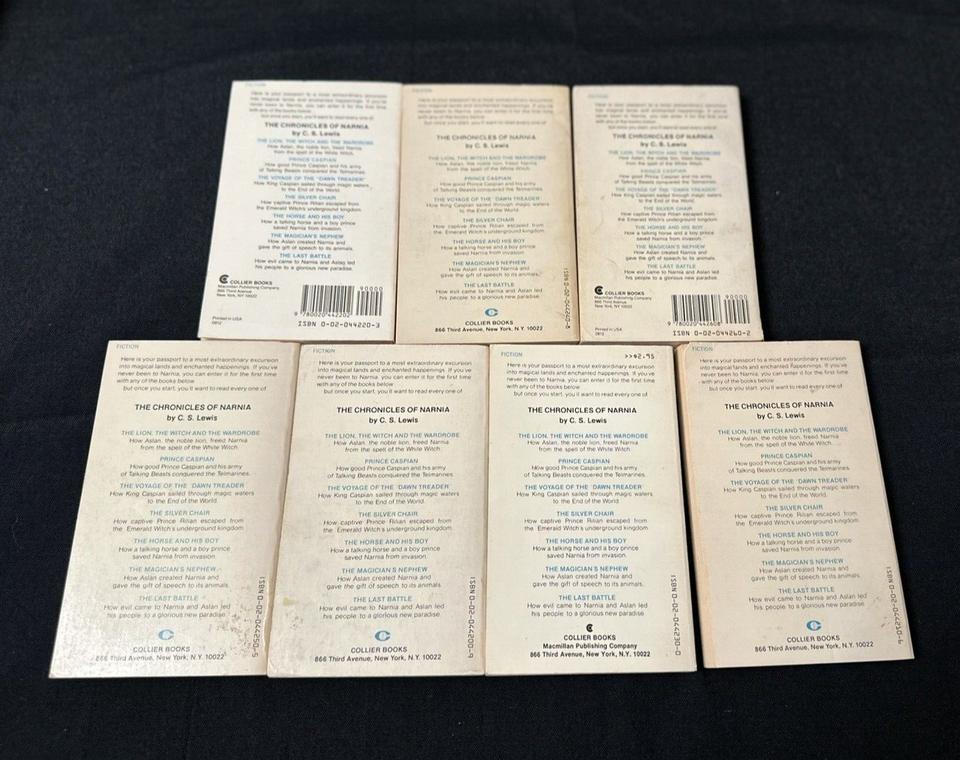 Vintage The Chronicles of Narnia C.S. Lewis 7 pb The Lion the Witch ...