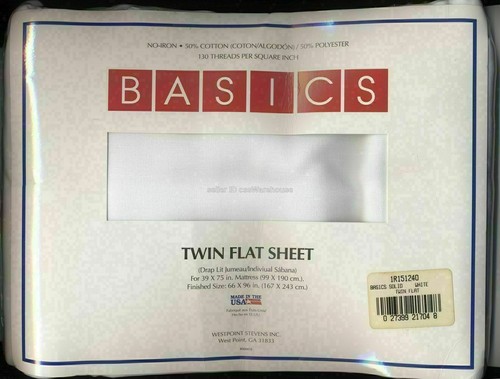 Westpoint Stevens Basics Twin Bed Size Flat Sheet 66 x 96" White Made ...