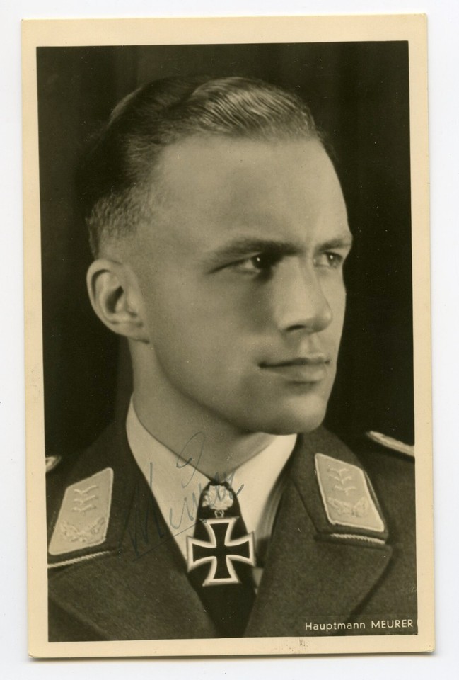 WWII Original Hand signed Postcard Manfred Meurer German fighter ace ...