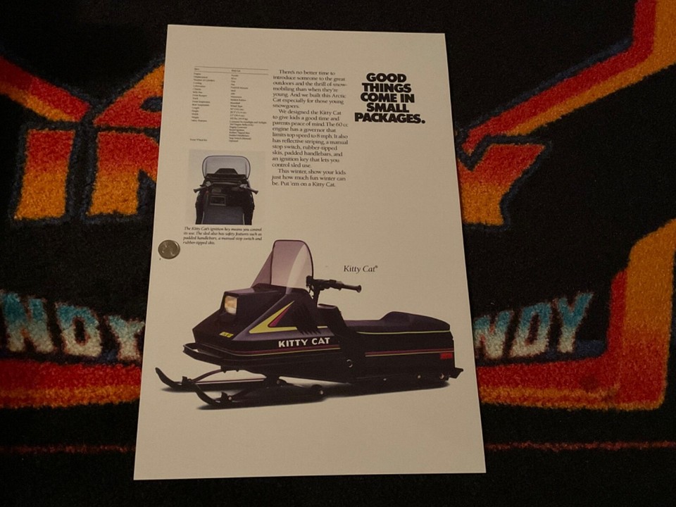 🏁 ‘91 ARCTIC CAT KITTY CAT Snowmobile Poster vintage sled kitty cat AC ...