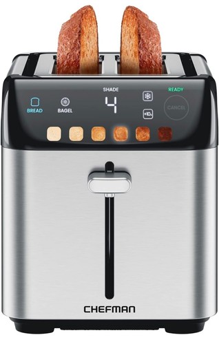 Chefman Smart Touch 2 Slice Digital Toaster 6 Shade Settings Stainless ...