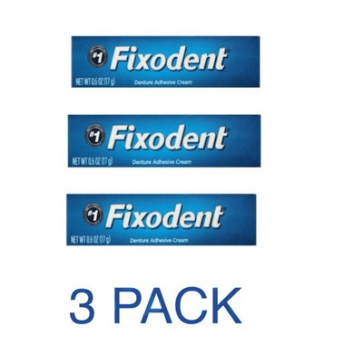 Fixodent Denture Adhesive Cream, 0.6 oz. Tubes/3 Pack | eBay