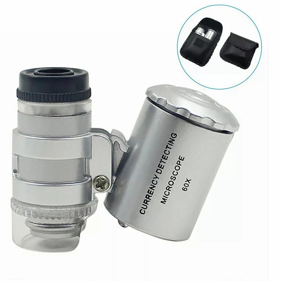 60X Magnifying Loupe Jewelry Jewelers Pocket Magnifier Loop Eye Coins ...