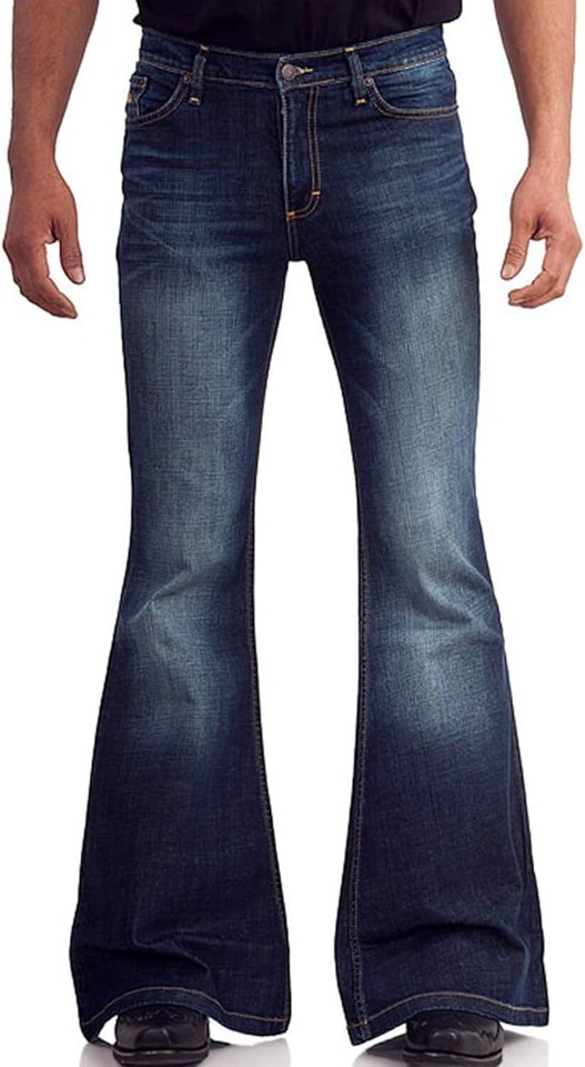 Men's Vintage Bell Bottom Jeans 60S 70S Outfits Disco Pants Flared ...
