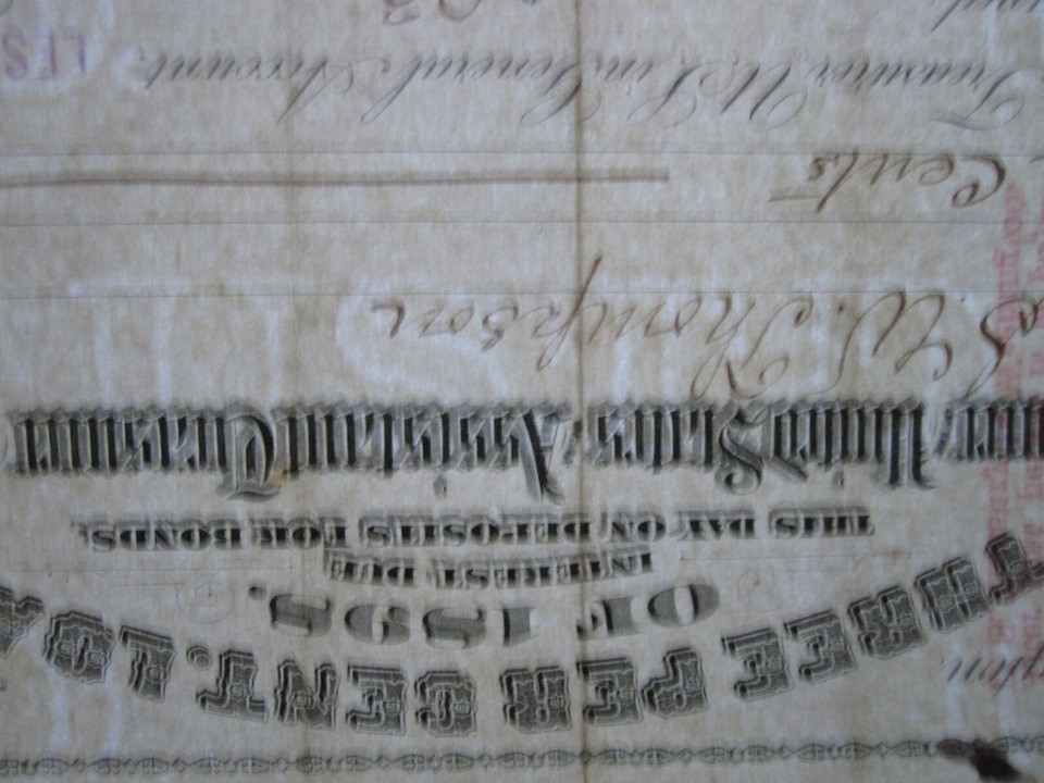 1898 United States Treasury inverted USTD watermark print err 3% Loan ...