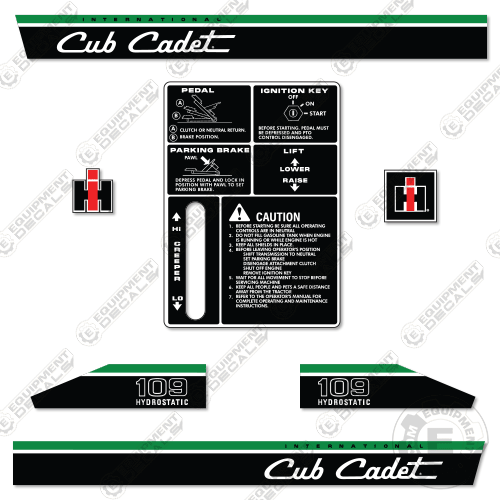 Fits Cub Cadet 109 Hydostatic Decal Kit Riding Mower Tractor - 7 YEAR ...