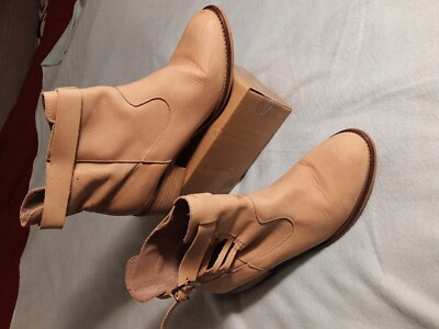 CoolWay Leather Blonde Tan Lasercut Side ankle boots made in Spain EU ...