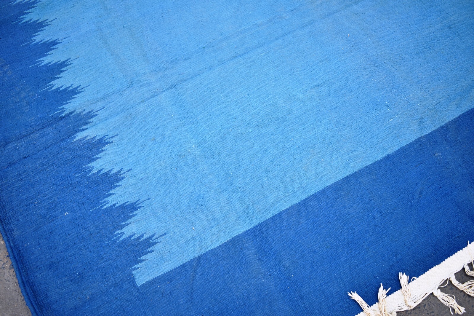 Tapis Antique Dhurries Dhurrie Traditionnel Indien Bleu À Double Teinte ...