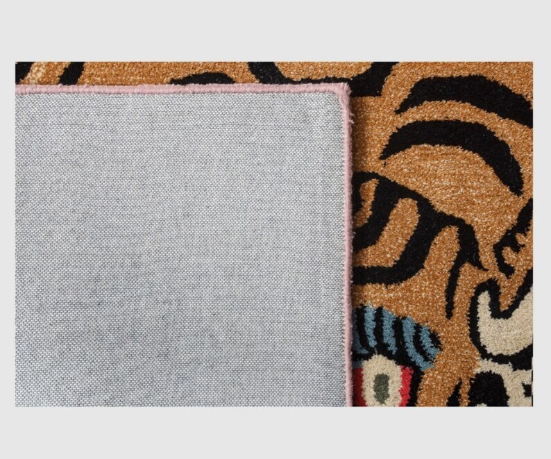 Modern Tibetan Tiger Animal Shape Woolen Hand Tufted Area Rug gold ...