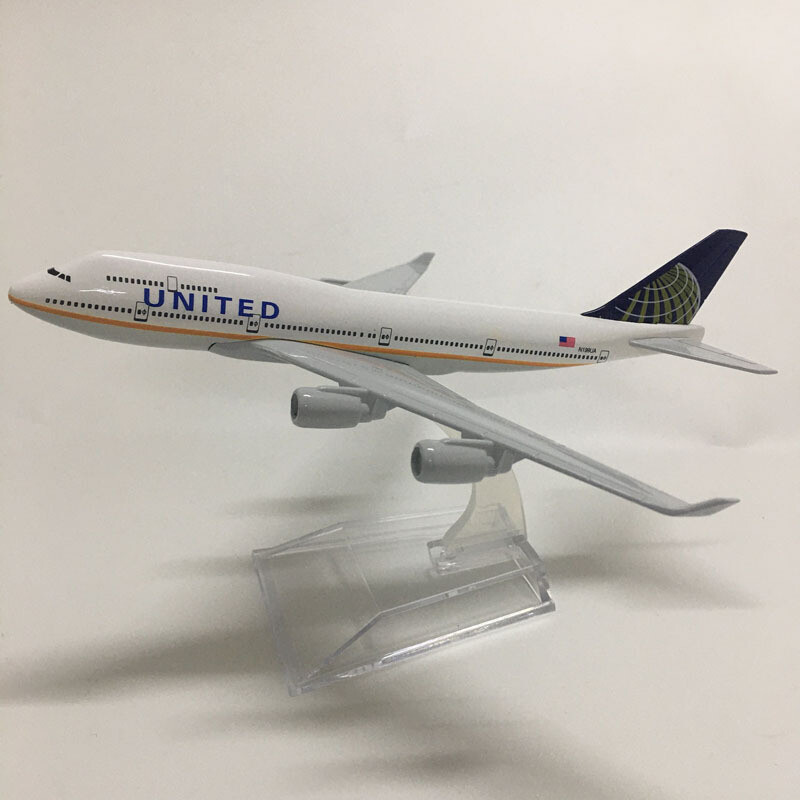 16cm United Airlines B747 Model Plane 1/400 Alloy Diecast Airplane ...