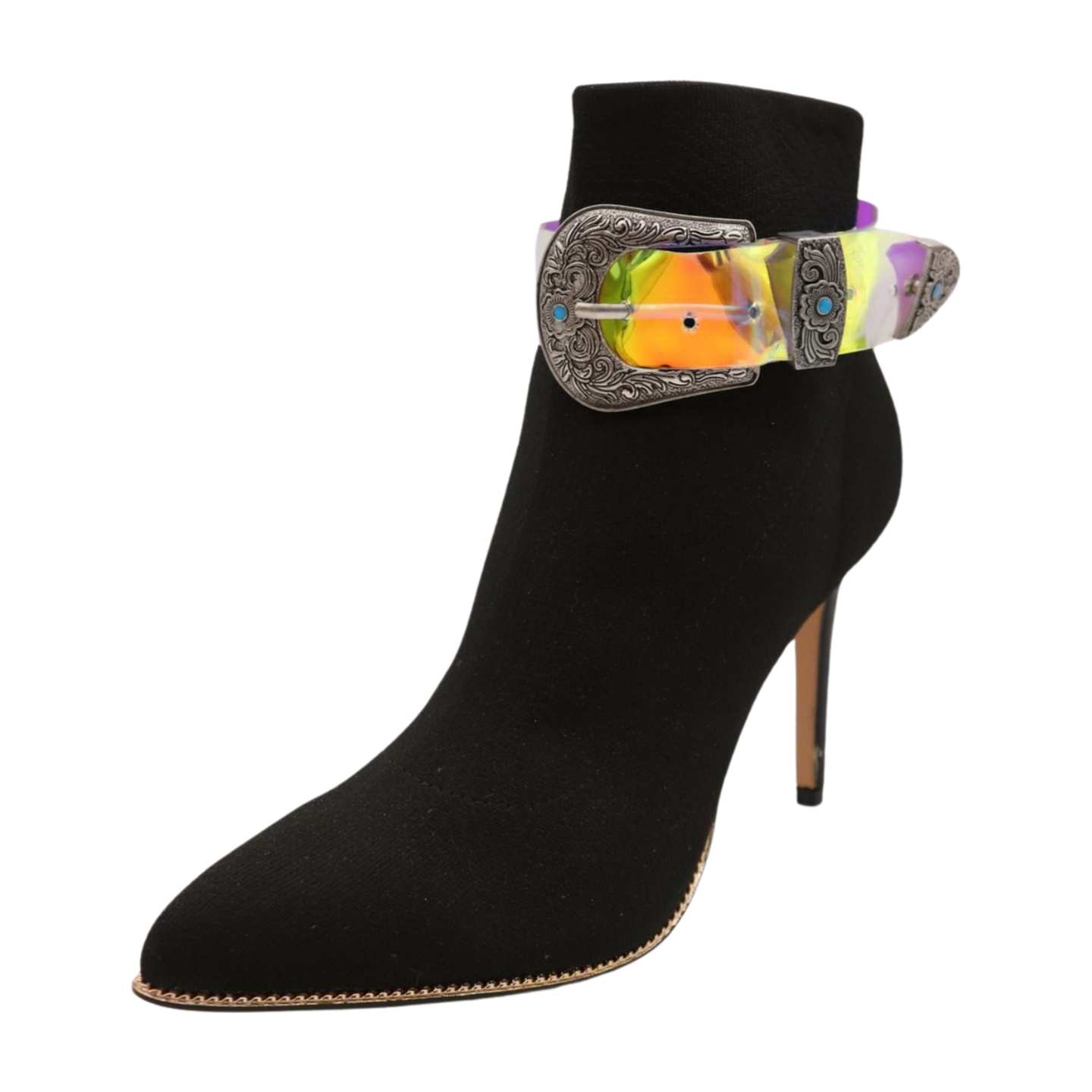 Women Boot Strap Bracelet Western Silver Metal Belt Buckle Shoe Band ...