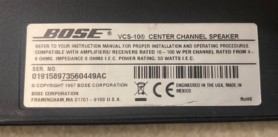 Bose VCS-10 Center Channel Speaker (Black) | eBay