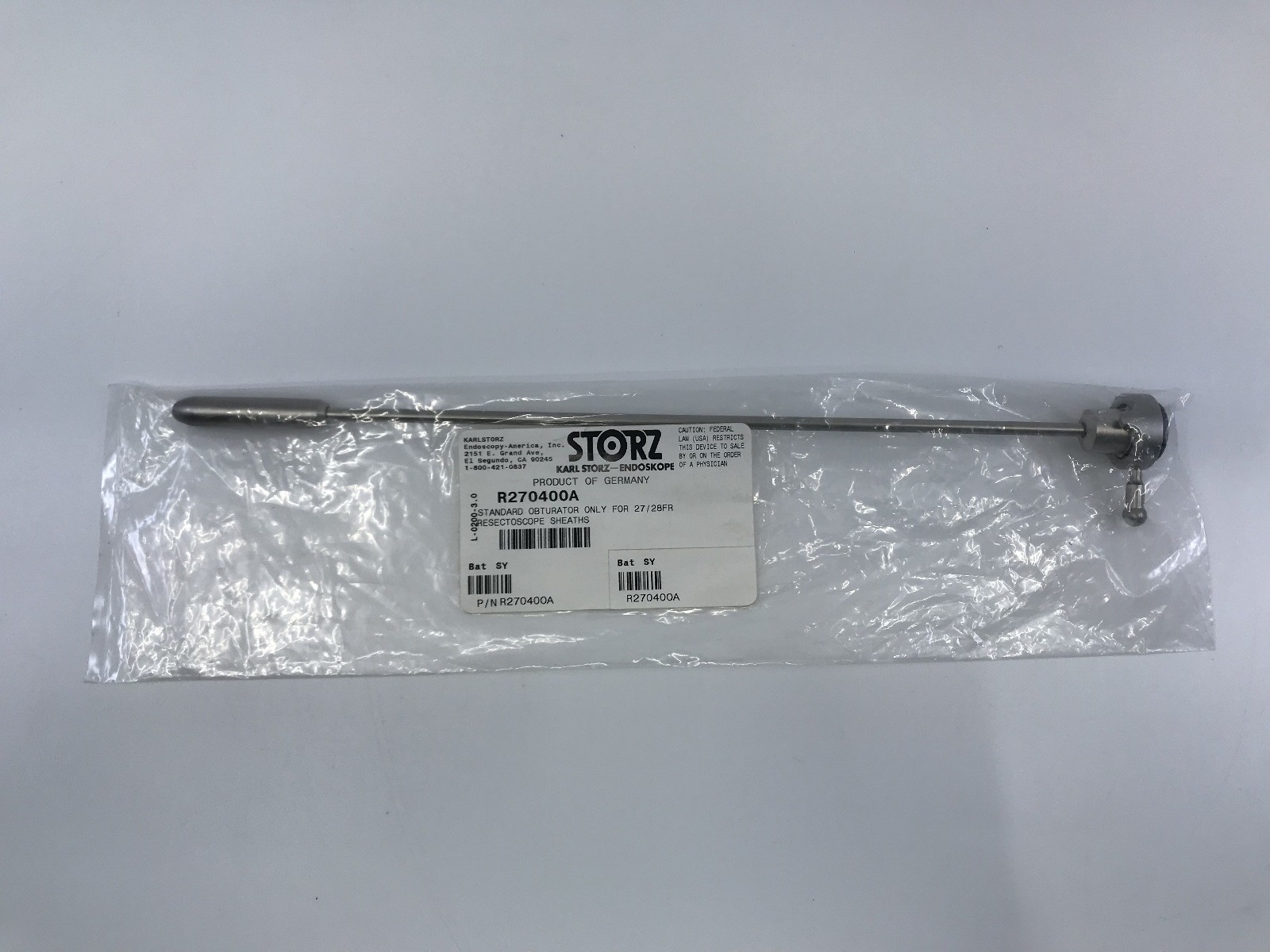 Karl Storz 27040 OA Standard Obturator Urology Resectoscope Sheaths for ...