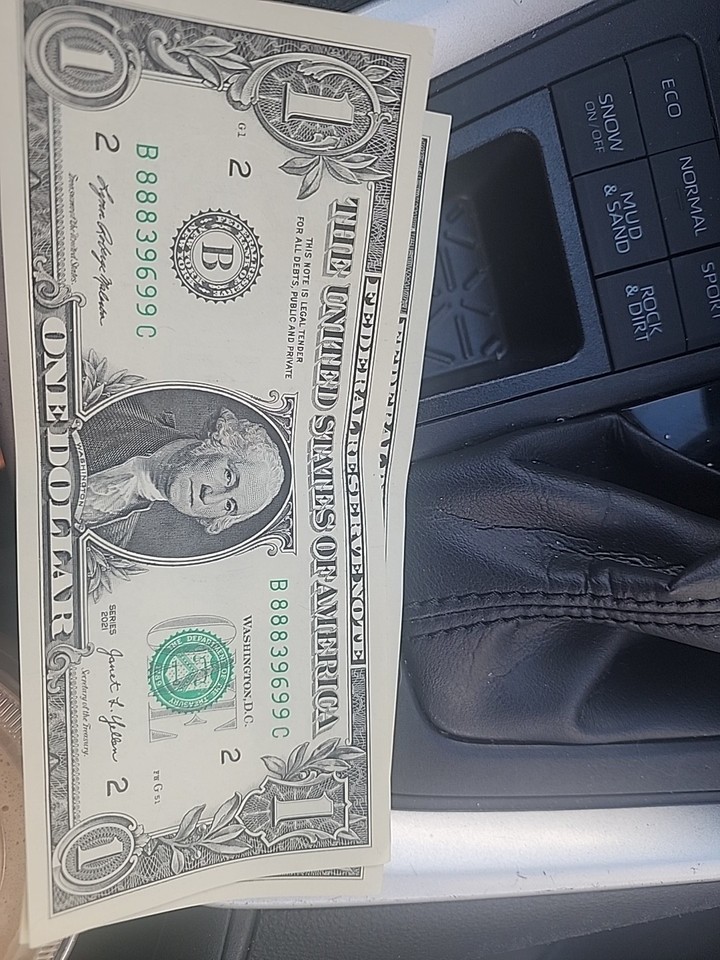 Radar Trinary Bookend $1 One Dollar Bill Fancy Serial Number Series ...