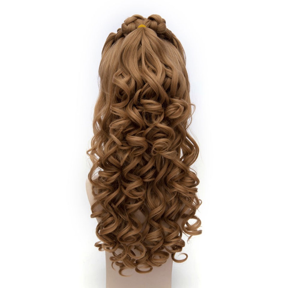 New Princess Cinderella Wig Long Curly Brown Anime Cosplay Wigs with ...