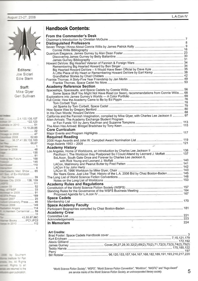 L.A. CON IV 2006 World SF Convention book. Connie Willis, James Gurney ...