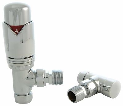 TRV Thermostatic Radiator Valves Angled /Straight -White /Chrome 15mm ...