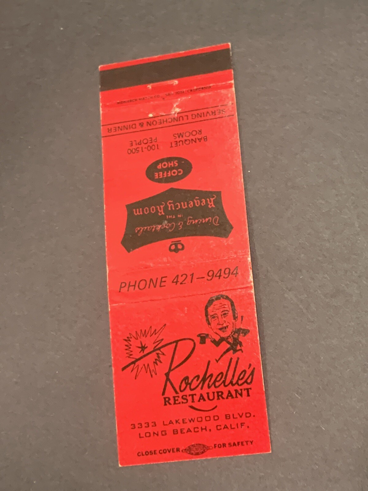 Vintage California Matchbook: “Rochelle’s Restaurant” Long Beach, CA | eBay