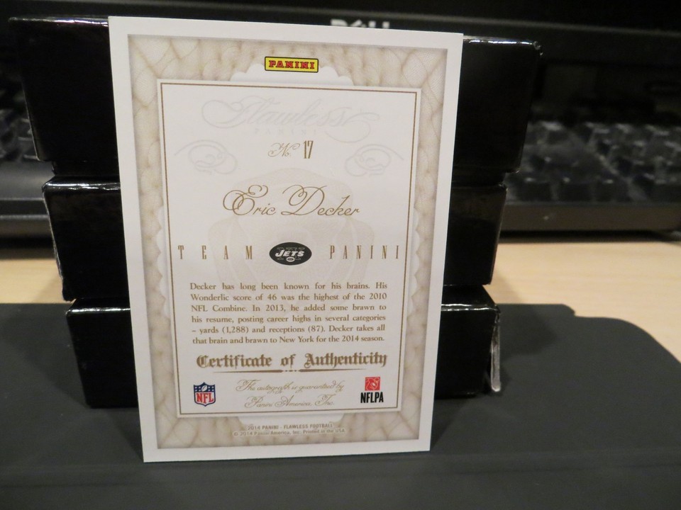 Panini Flawless Gold On Card Autograph Jets Eric Decker 08/10 2014 | eBay