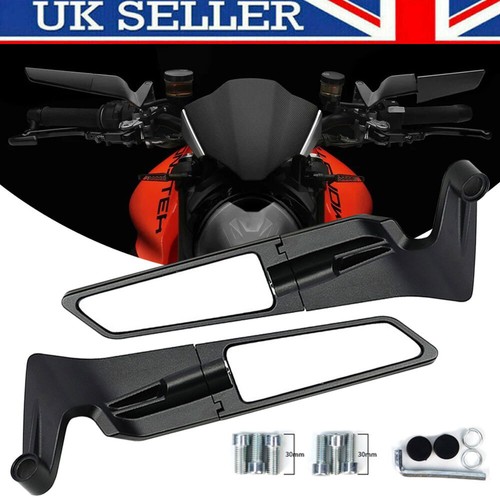 Motorcycle Mirrors Universal 10MM & 8MM Stealth Mirrors Wind Wing Side ...