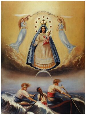 5003.Cuban saint appears in sky over men in boat.POSTER.decor Home ...