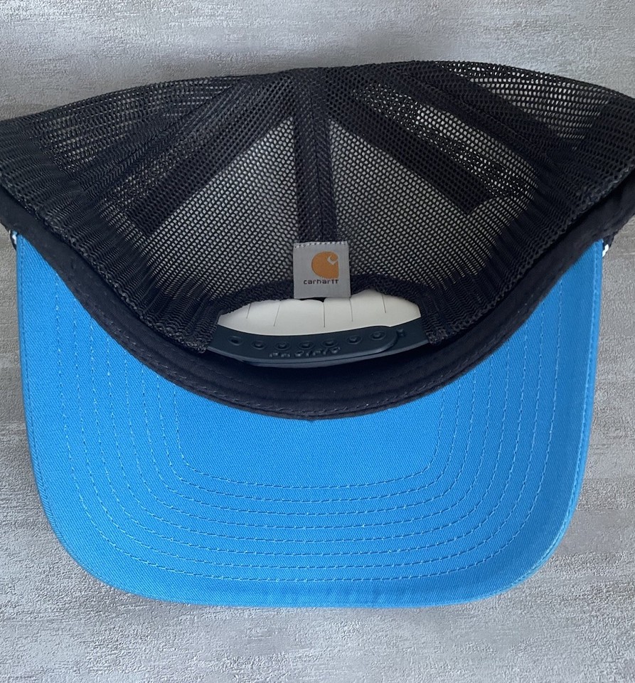 Carhartt Men's Hat Logo Patch Blue Mesh-Back Script Cap Adjustable Fit ...