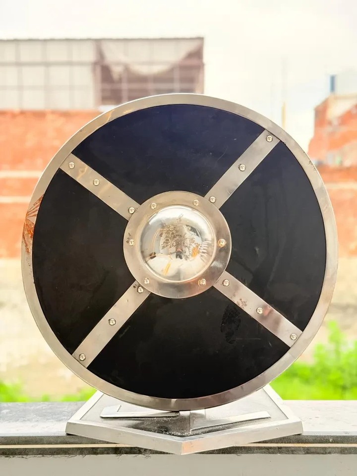 Medieval Wooden Viking Shield With Steel with Polished Boss Authentic ...