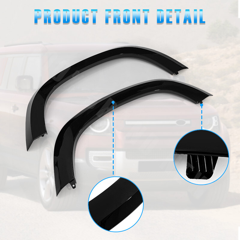 WHEEL ARCHES FENDER FLARE TRIM GLOSS BLACK FOR LAND ROVER DEFENDER 90 ...