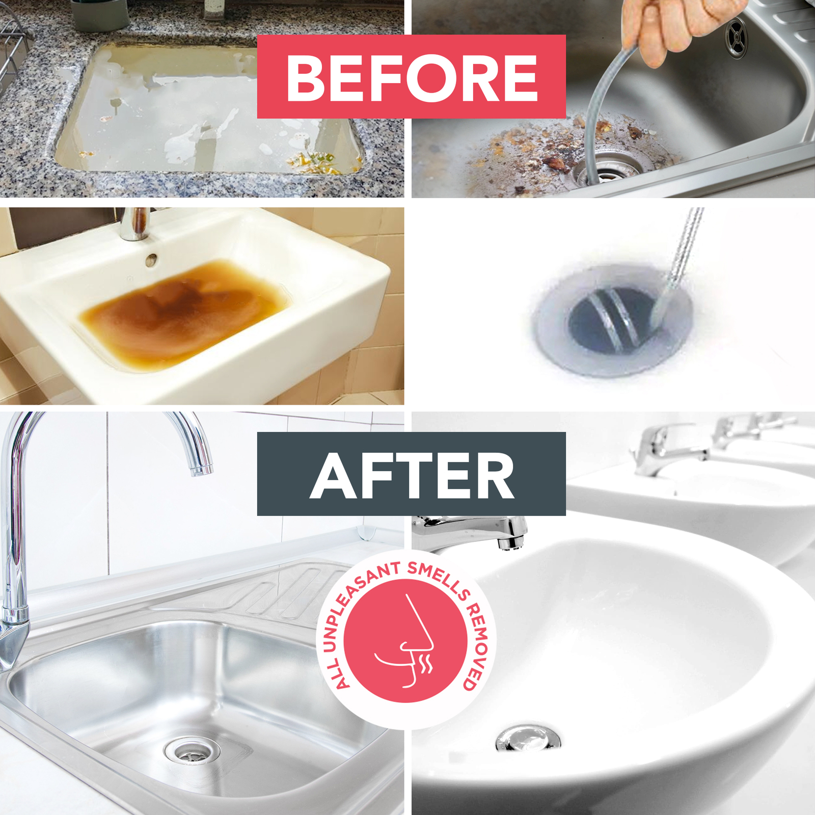 2pk Flexible Drain Unblocking Rods 1M Long Sink Unblocker Cleaner Snake ...