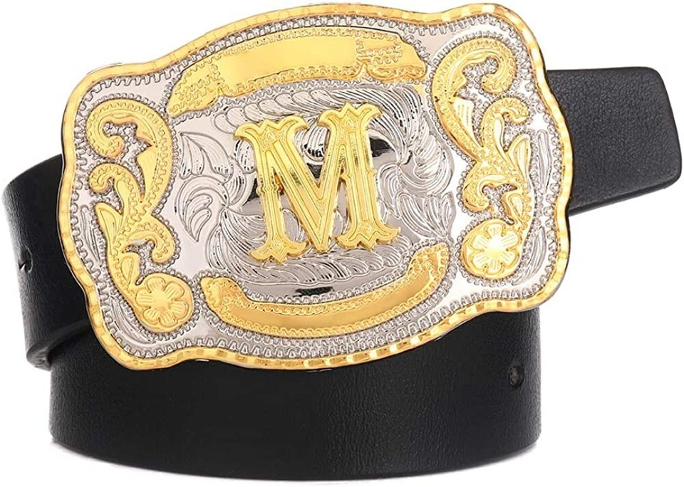 INITIAL (M) BELT BUCKLE LETTER COWBOY WESTERN RODEO TEXAS STAR Hebillas ...