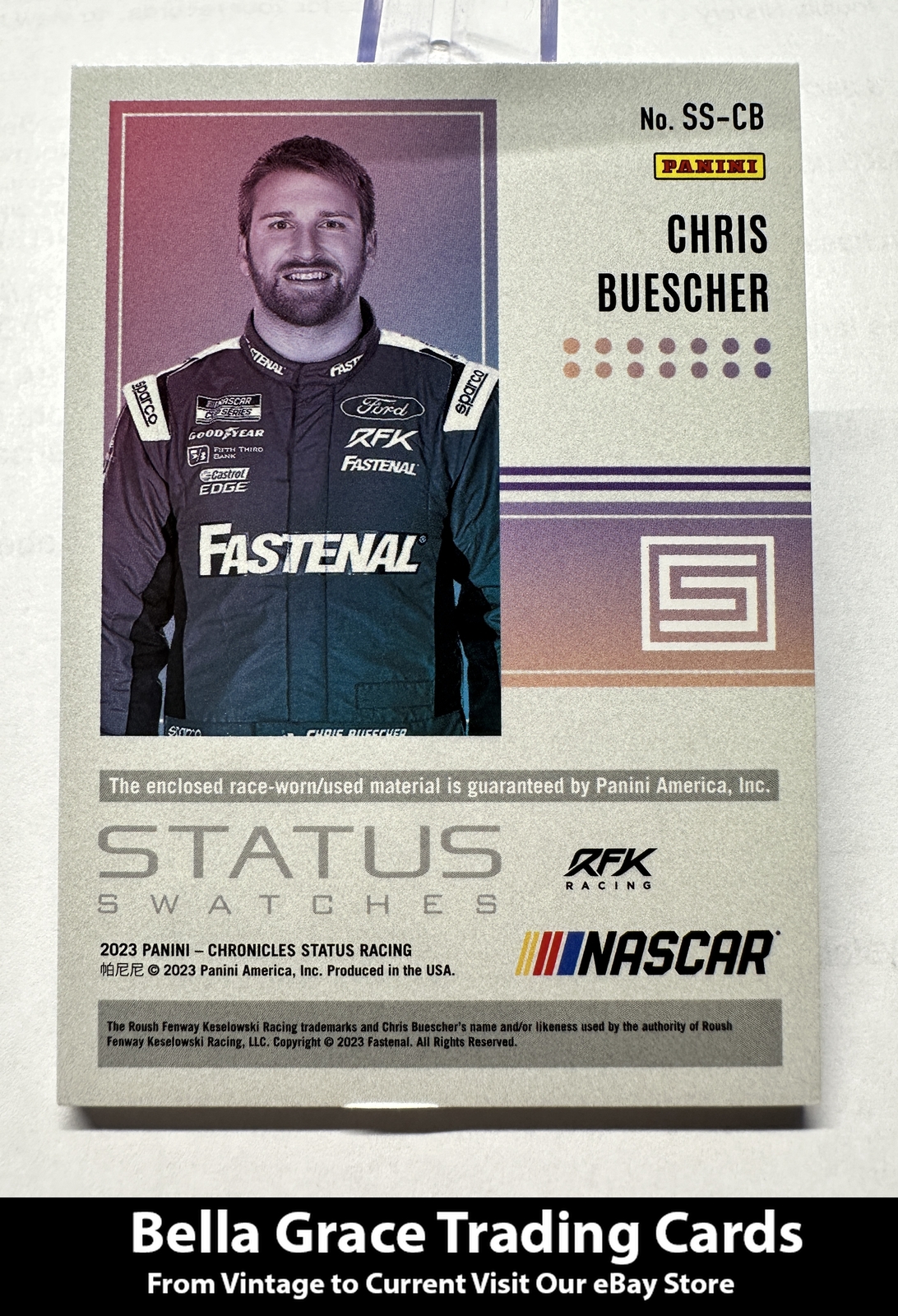 2023 Panini Chronicles Chris Buescher #SS-CB RFK Racing Status Swatches ...