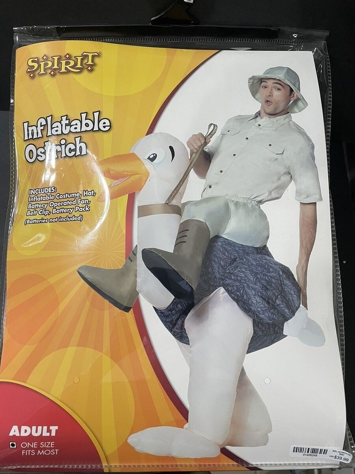 Spirit Halloween Inflatable Ostrich Costume Riding An Ostrich Adult One ...