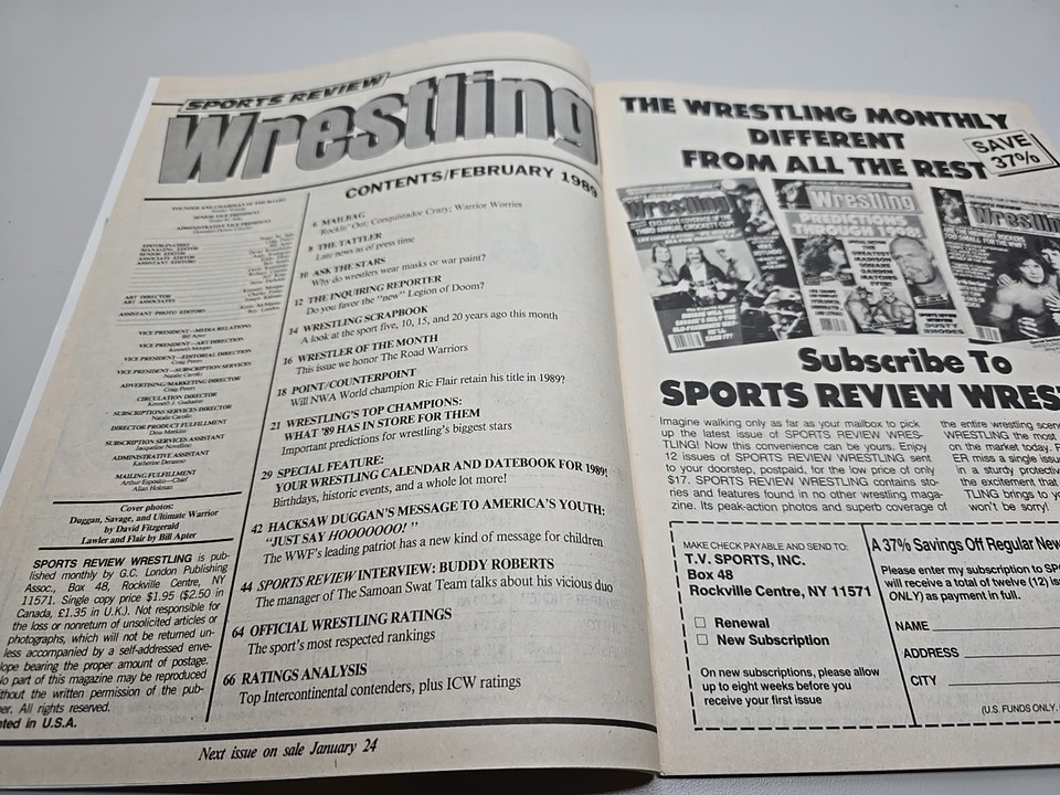 Sports Review Wrestling Magazine February 1989 Randy Savage Ultimate ...