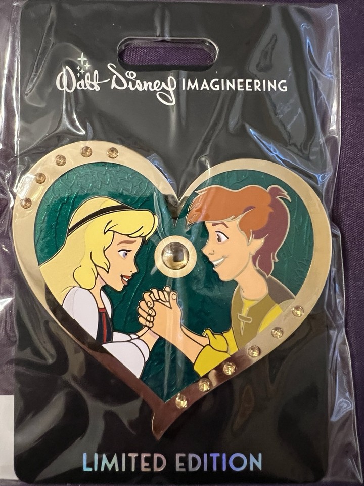 Disney WDI MOG Black Cauldron Eilonwy & Taran Valentine Gem Heart Pin ...