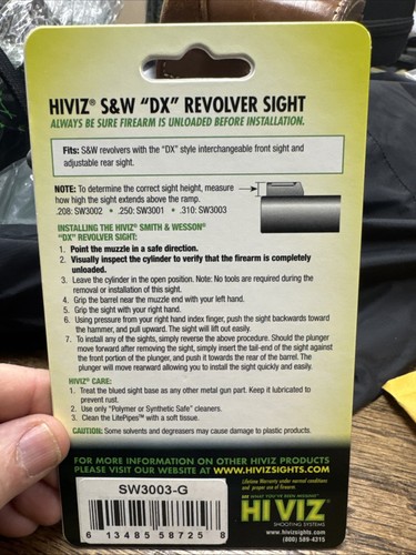 HiViz LitePipe Front Sight for Smith & Wesson Revolvers with .310" DX ...