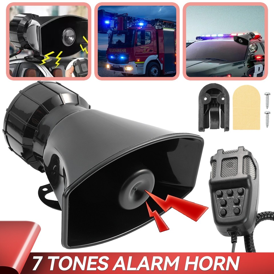 Horn Siren Megaphone Loud + MIC Speaker 7 Sounds Car Vehicle Truck Van ...