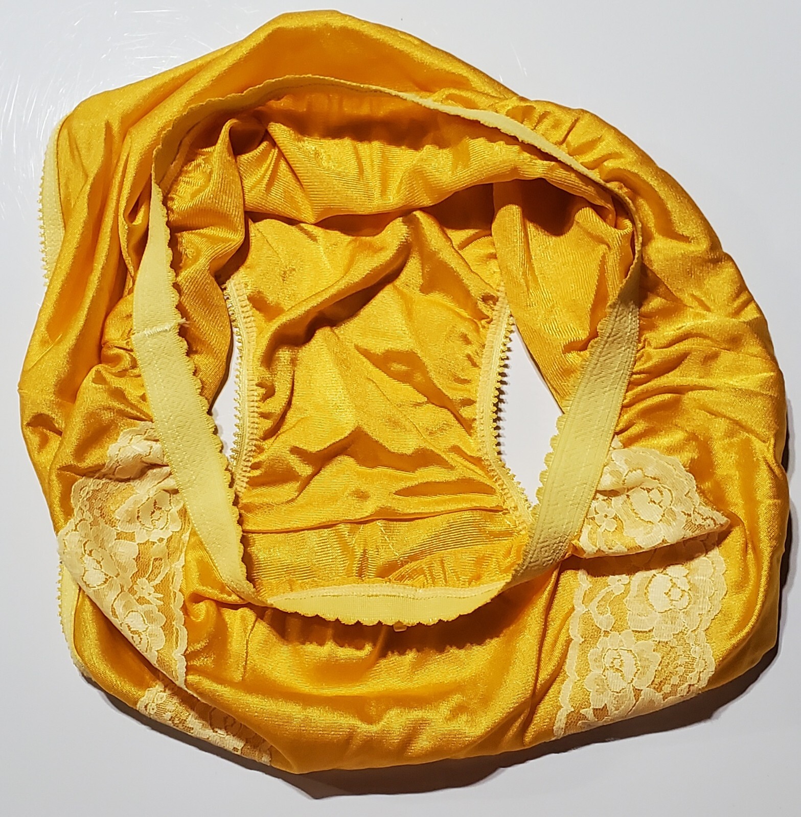 Double Nylon Gusset Granny Panty Shiny Floral LACE 7/… - Gem