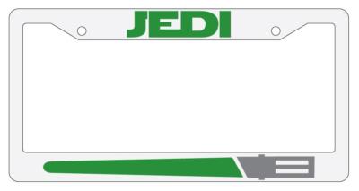 Jedi GREEN White Plastic License Plate Frame Star Wars | eBay